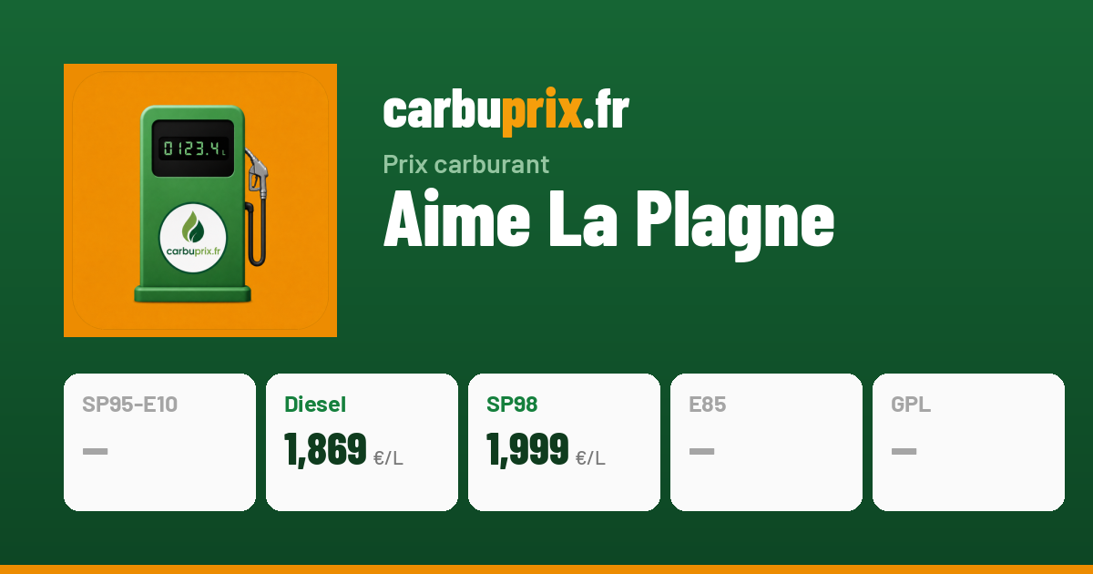 Prix Carburant Aime La Plagne 2026 — Essence & Diesel moins cher ...