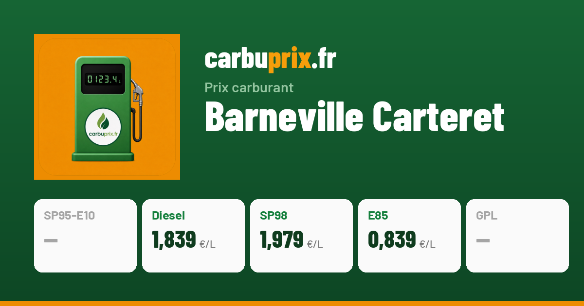 Prix Superéthanol E85 Barneville Carteret aujourd'hui 2026 à partir de ...