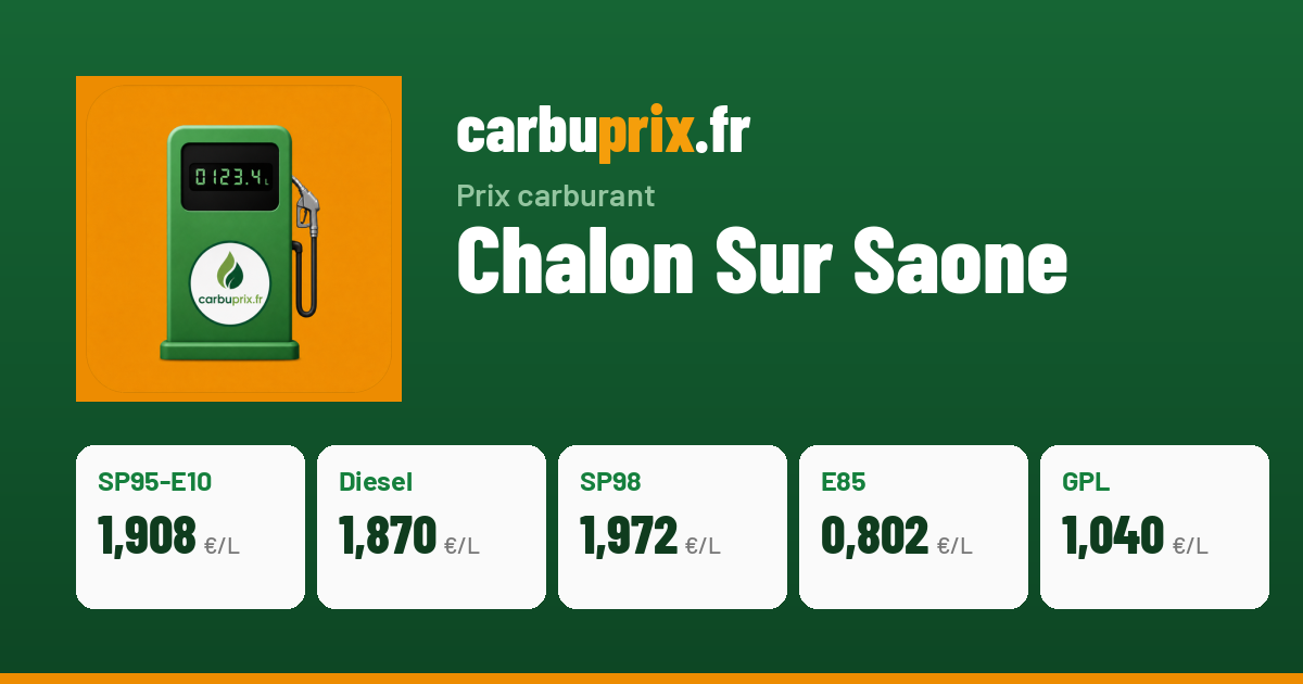 Prix Carburant Chalon Sur Saone 2026 — Essence & Diesel moins cher ...