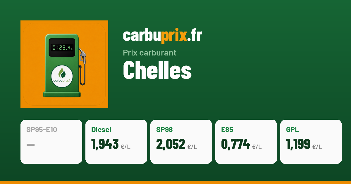 Prix Carburant Chelles 2026 — Essence & Diesel moins cher | Carbuprix.fr