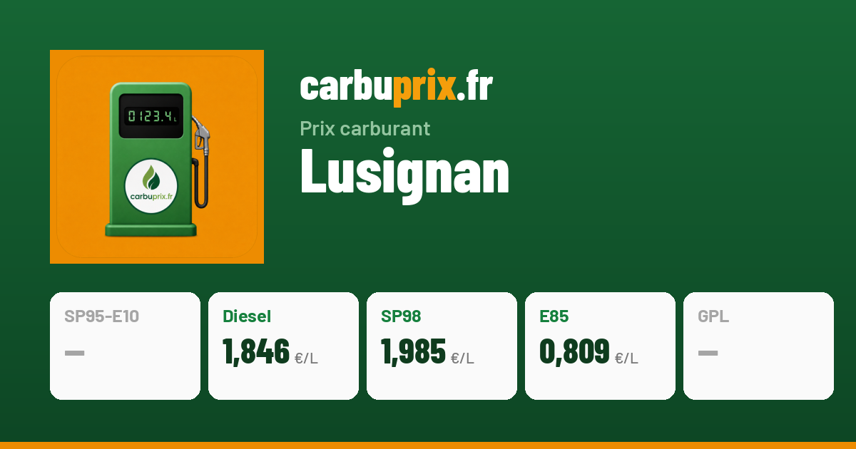 Prix Carburant Lusignan 2026 — Essence & Diesel moins cher | Carbuprix.fr