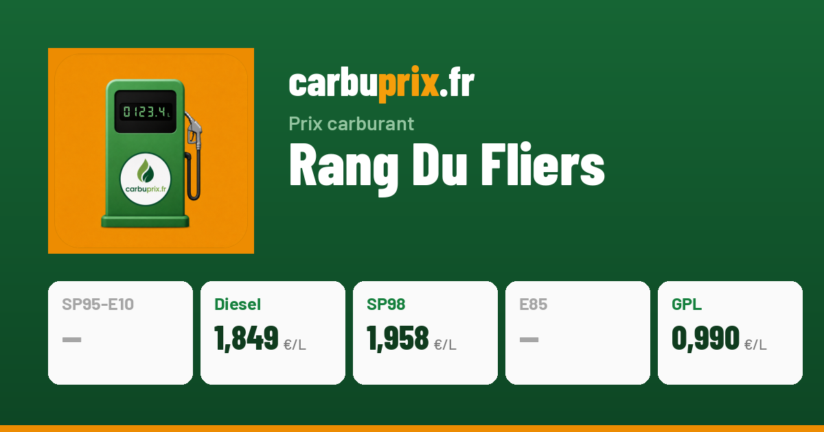 Prix Diesel (Gazole B7) Rang Du Fliers aujourd'hui 2026 à partir de ...
